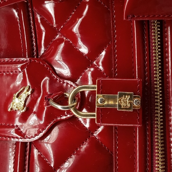 Burberry | Bags | Burberry Red Patent Leather Bag Satchel Stunning ...